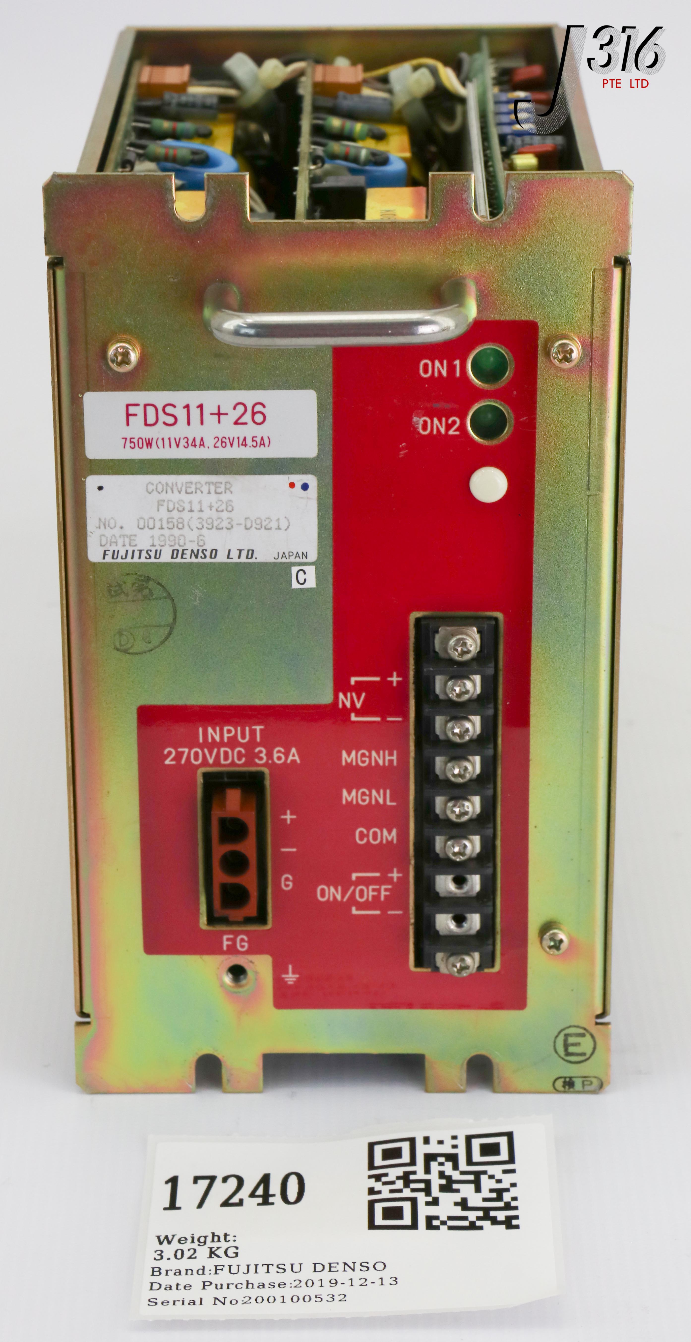 17240 FUJITSU DENSO POWER SUPPLY CONVERTER I P 270V 3 6A FDS11 26